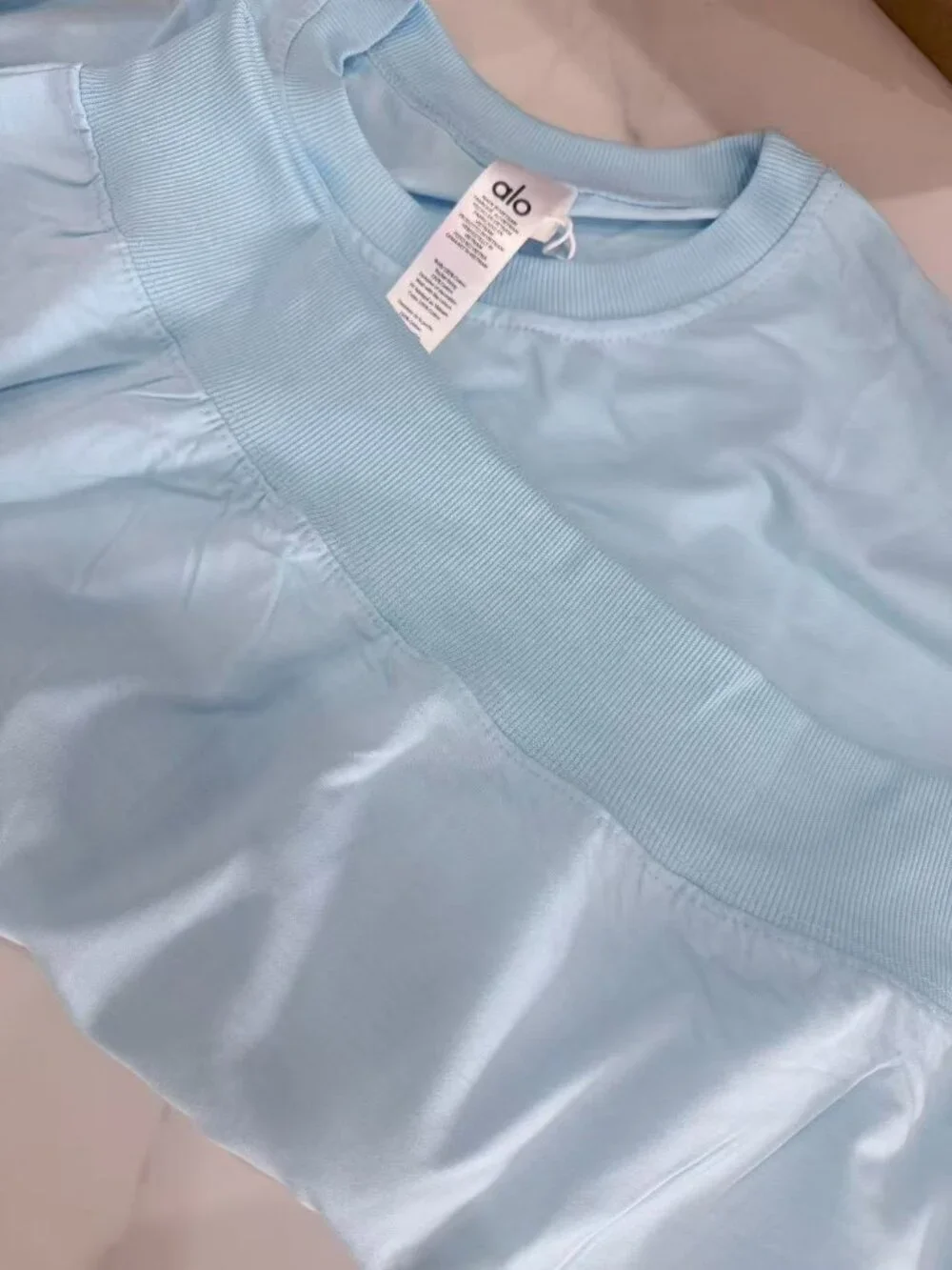 ALO Yoga | Jackets & Coats | Alo Yoga Light Blue Sweatshirt Shorts Set ...